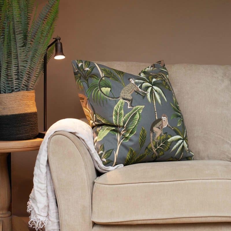 Extra-Large Saimiri Monkey Cushion in Grey - Linen Loft