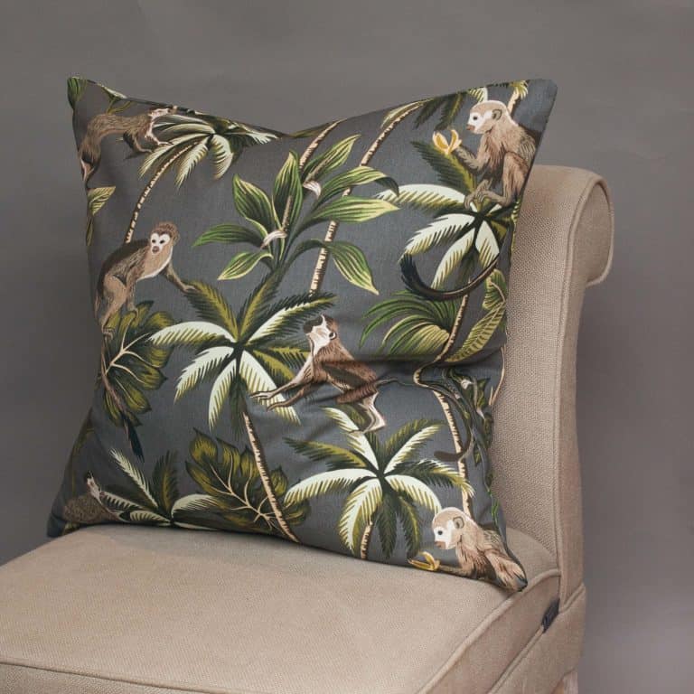 Extra-Large Saimiri Monkey Cushion in Grey - Linen Loft