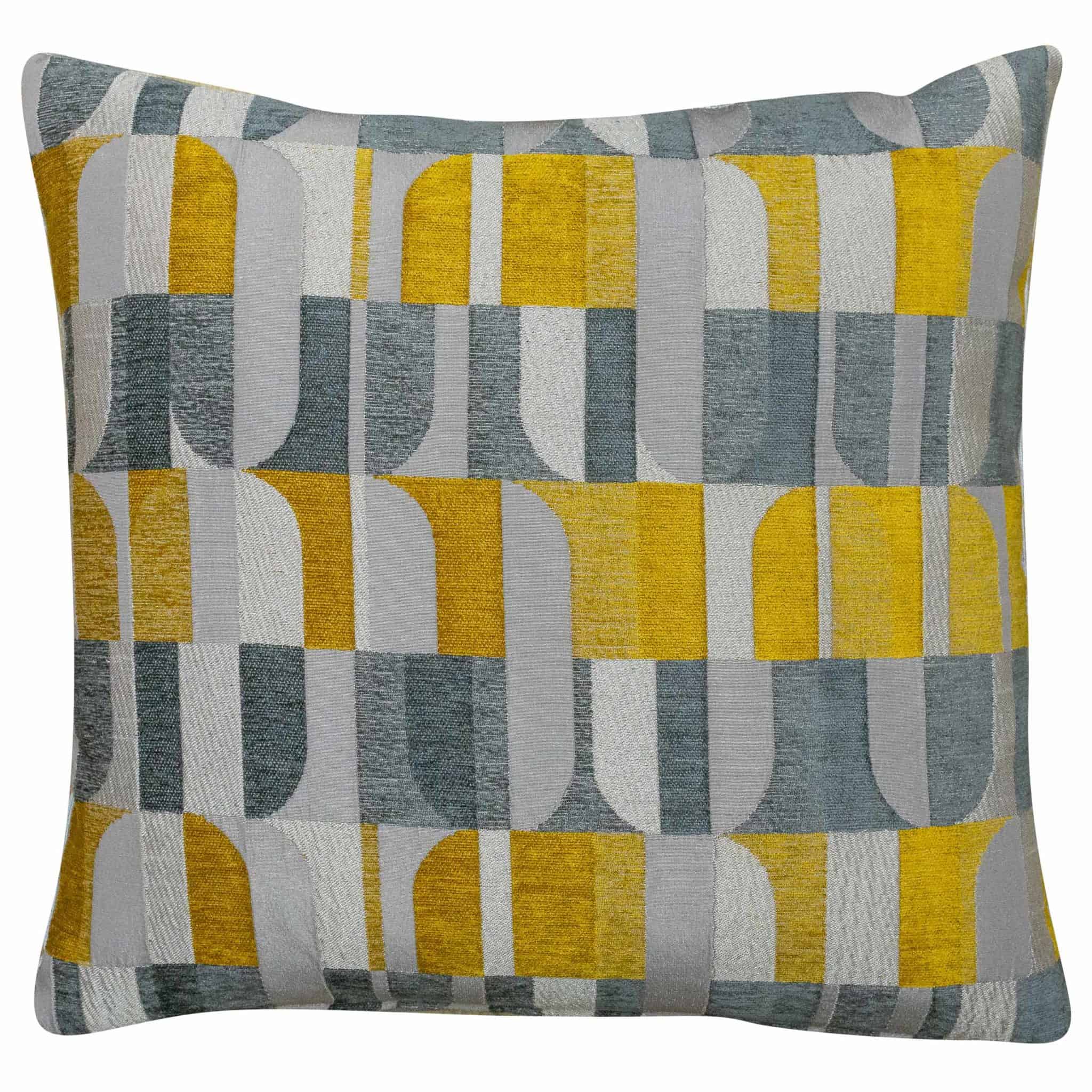 Moderne Art Deco Geo Cushion in Ochre - Linen Loft