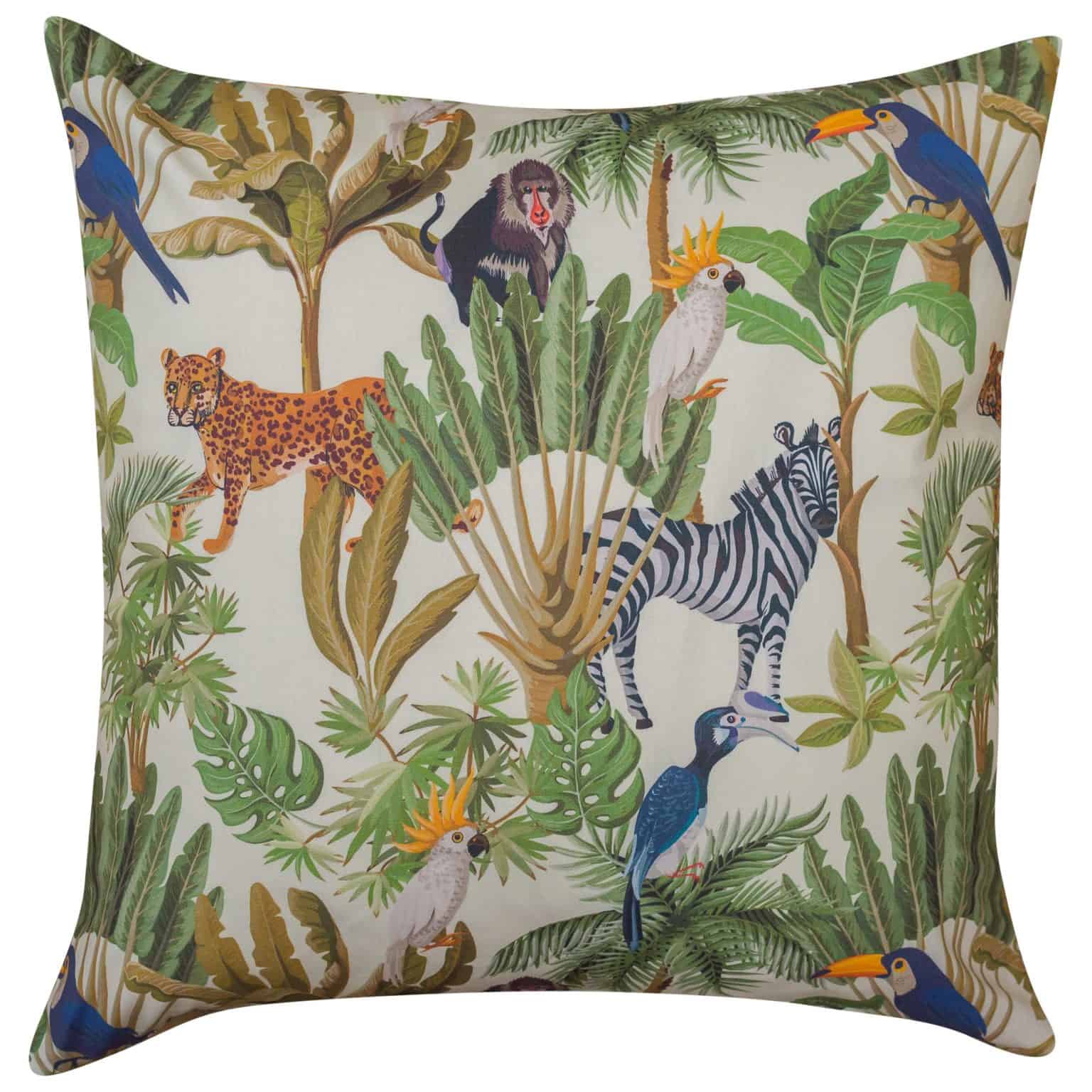 Extra Large Cartoon Jungle Animals Cushion - Linen Loft