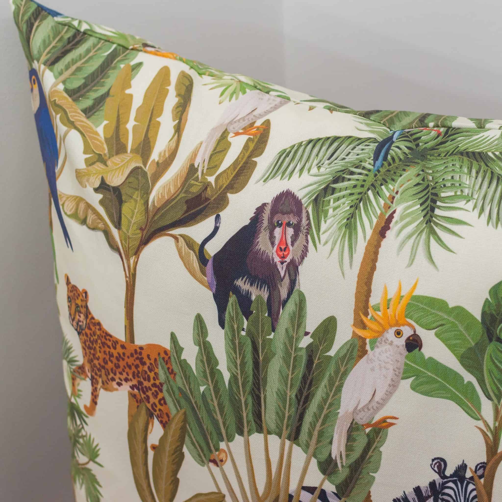 Extra Large Cartoon Jungle Animals Cushion - Linen Loft