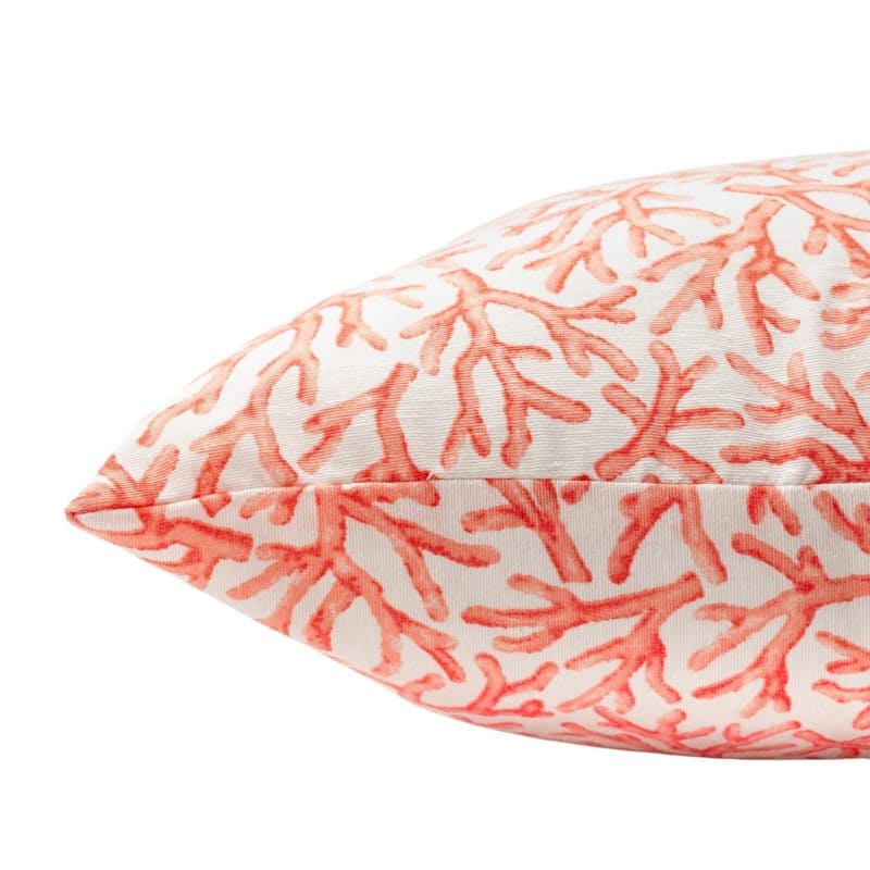 Coral Reef Cushion in Orange and White - Linen Loft