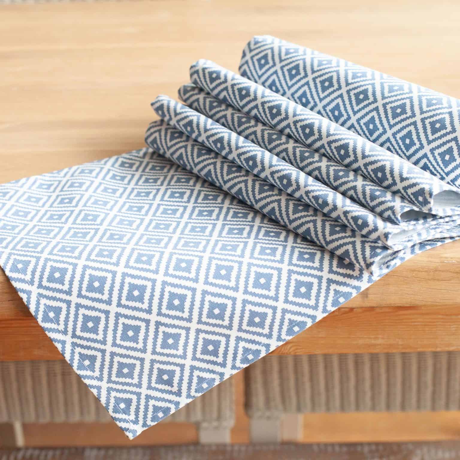Scandi Ikat Table Runner in Denim - Linen Loft