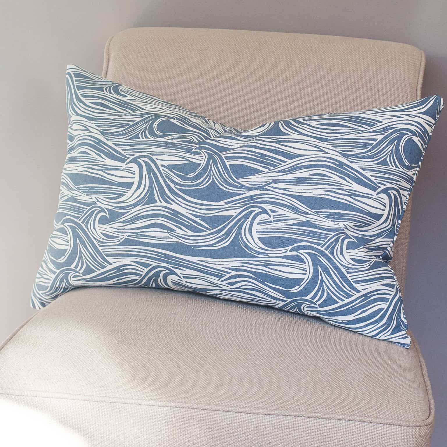 Ocean Waves XL Rectangular Cushion - Linen Loft