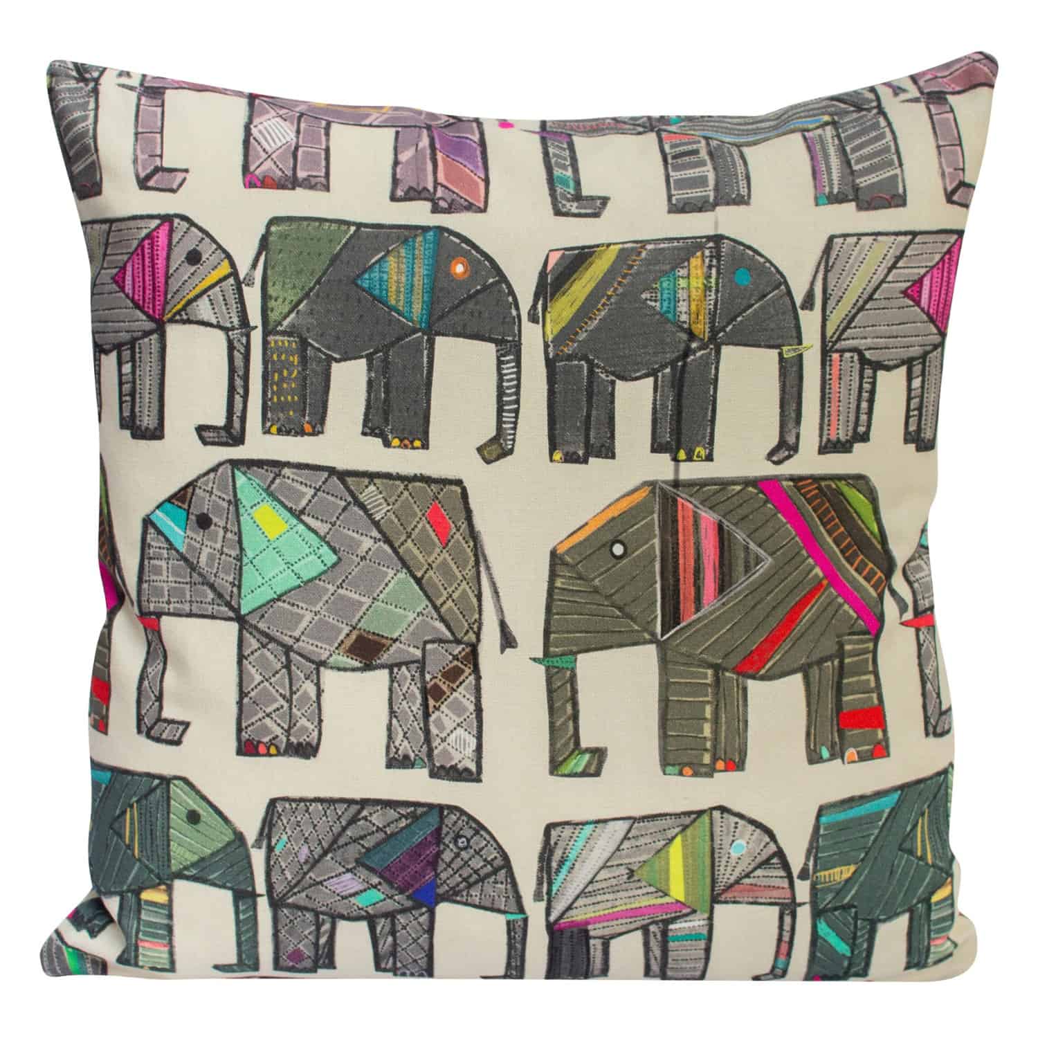 Neon Elephants Cushion - Linen Loft
