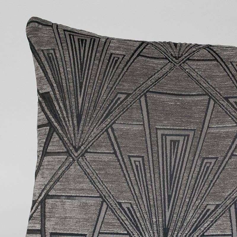 Art Deco Geometric XL Rectangular Cushion in Grey and Silver - Linen Loft