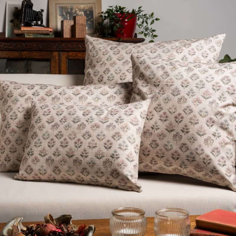 Vintage Meadow XL Rectangular Cushion in Natural - Linen Loft