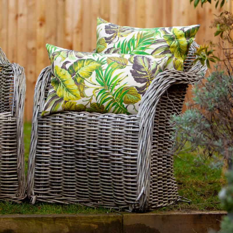 Tropical Leaves Outdoor XL Rectangular Cushion in Green - Linen Loft
