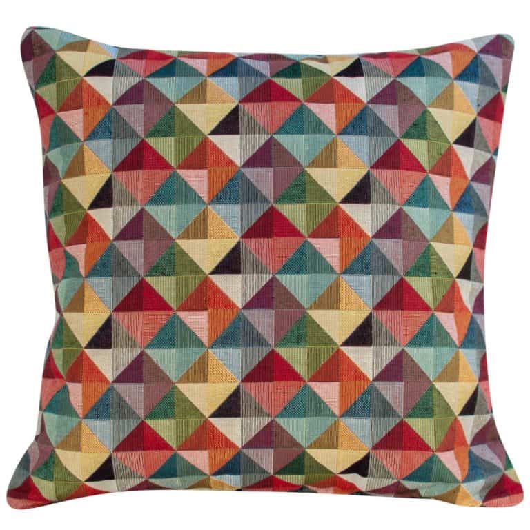 Triangle Harlequin Geometric Tapestry Cushion - Linen Loft