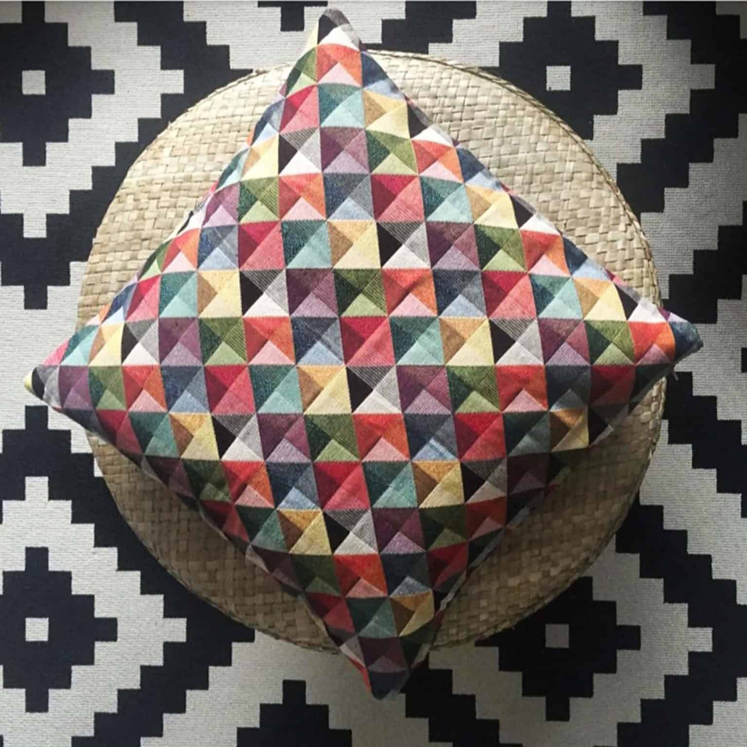 Triangle Harlequin Geometric Tapestry Cushion - Linen Loft