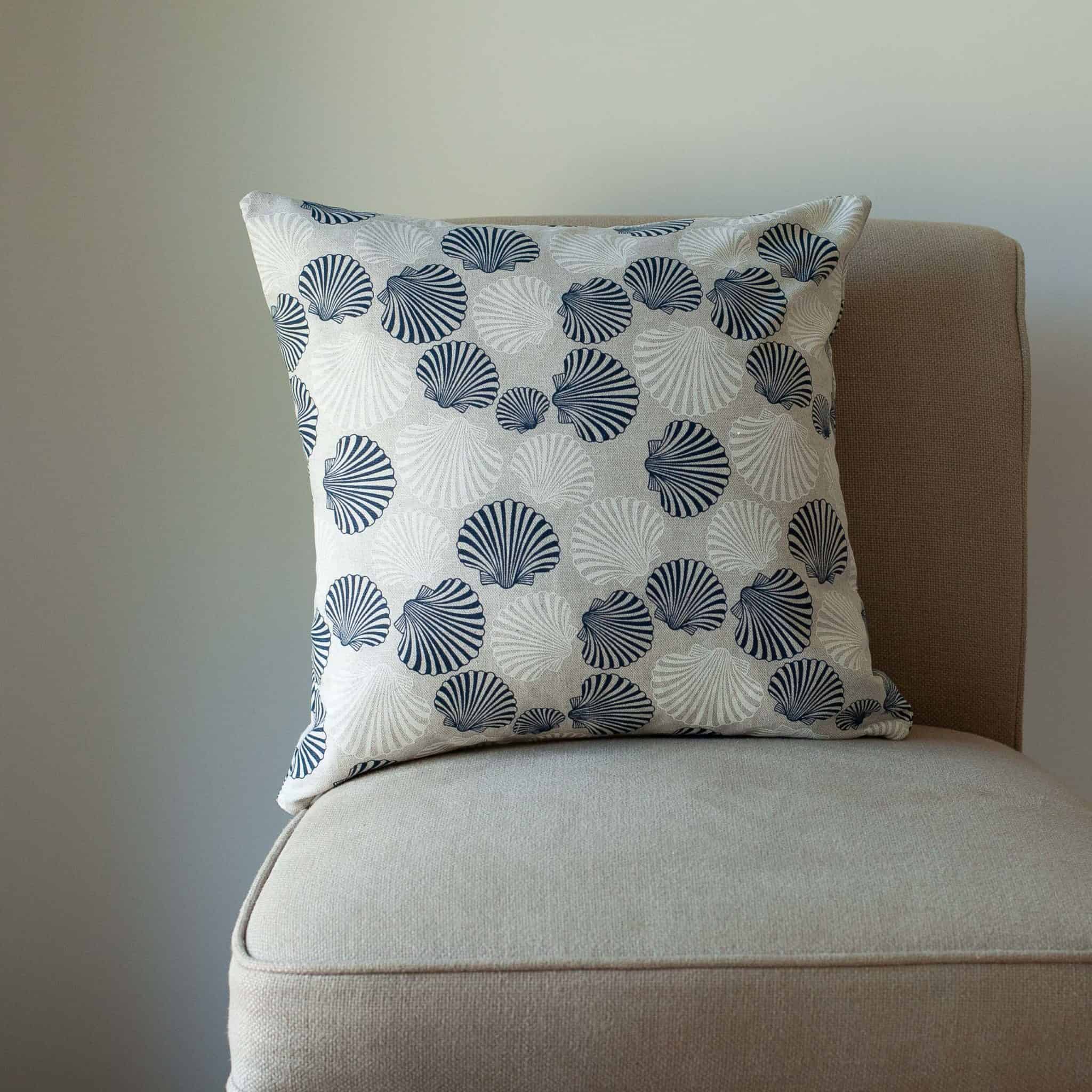 Linen Effect Seashells Cushion - Linen Loft