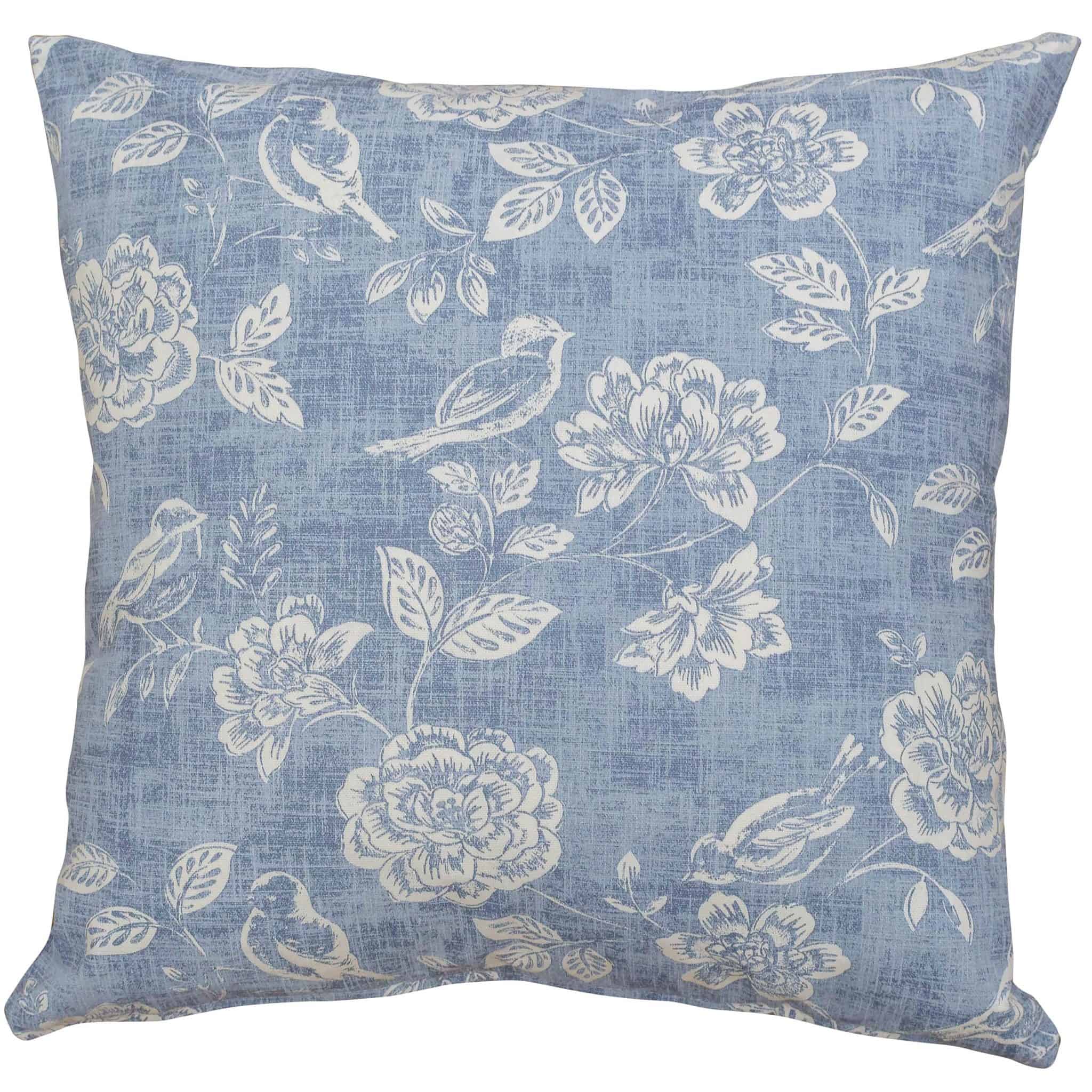 Denim Blue Country Birds Cushion - Linen Loft