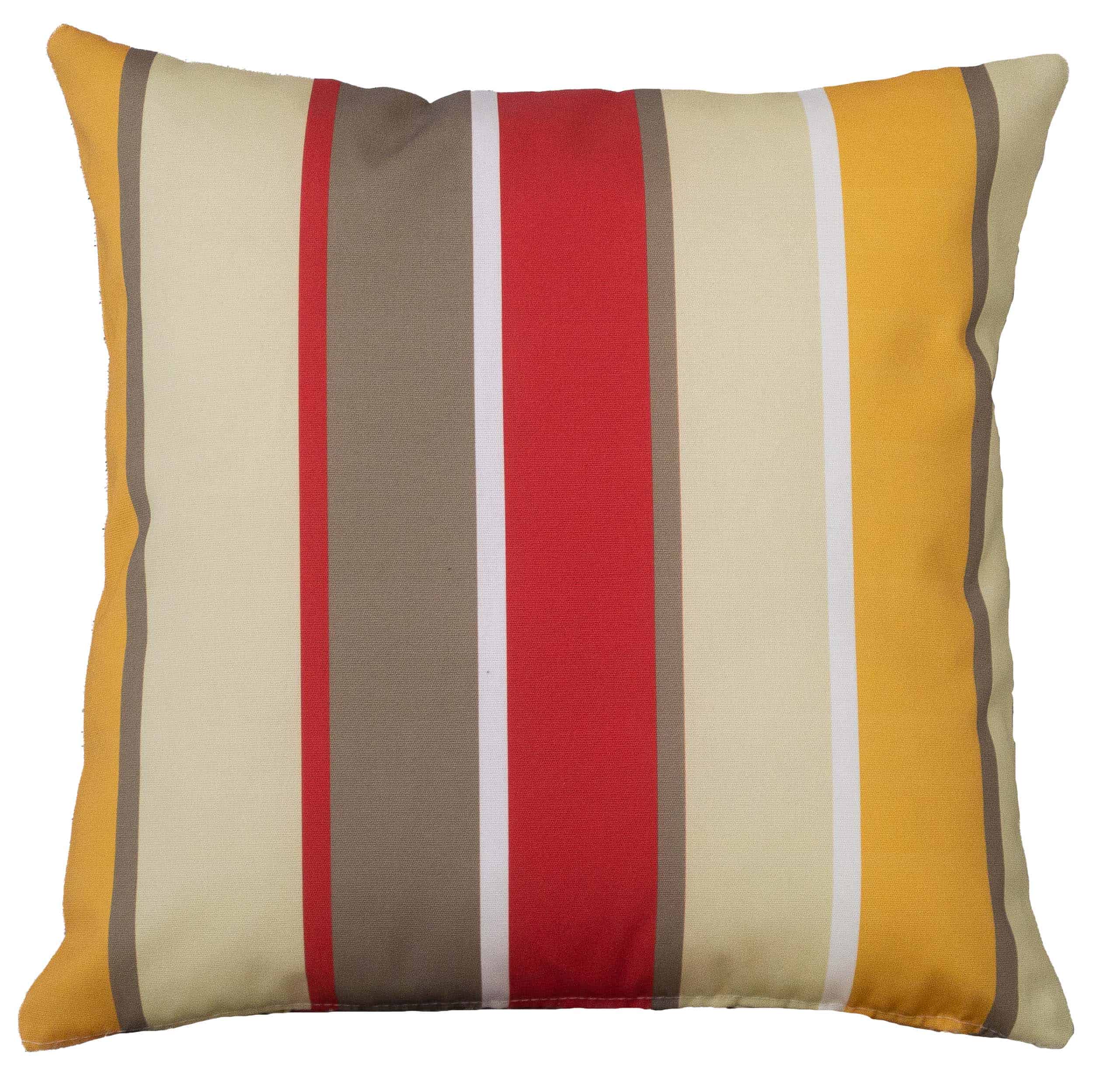Striped Outdoor Cushion in Red and Sand - Linen Loft